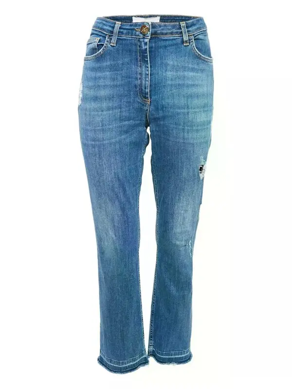 Elisabetta Franchi Distressed Frayed Hem Jeans