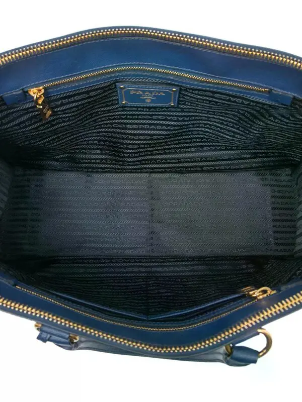 Prada Saffiano Double Zip Open Convertible Tote Satchel