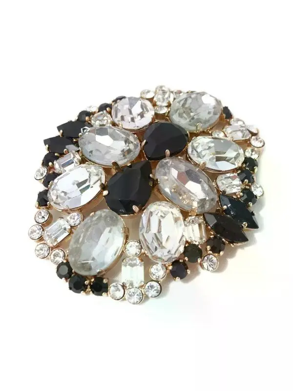 Gianfranco Ferre 1980s Rhinestone-embellished Brooch - Gold