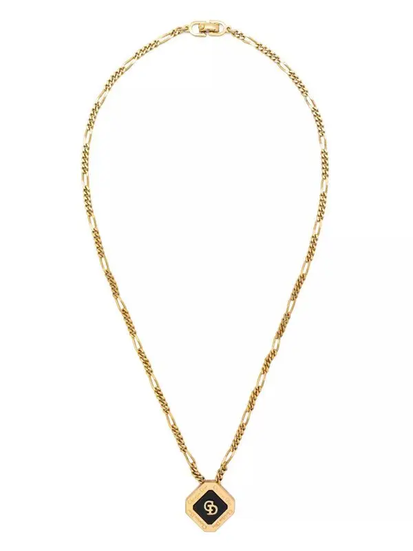 Dior 1990s Cd Logo Pendant Necklace - Gold