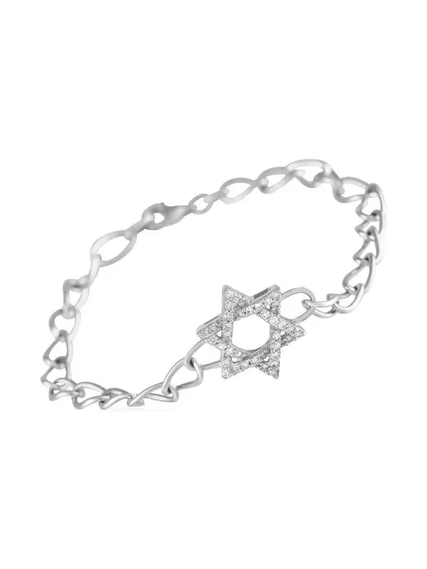 LB EXCLUSIVE 14k White Gold Diamond Star Of David Bracelet - Silver