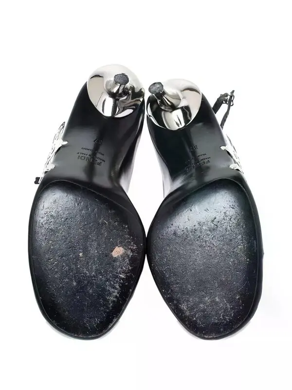 Fendi Metal-appliqué Leather Sandals