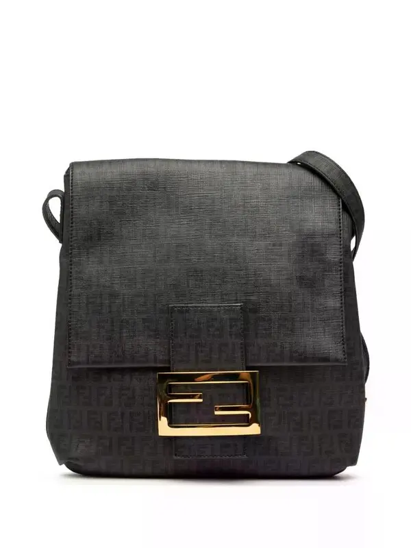 Fendi Zucchino Spalmati Crossbody Bag - Black