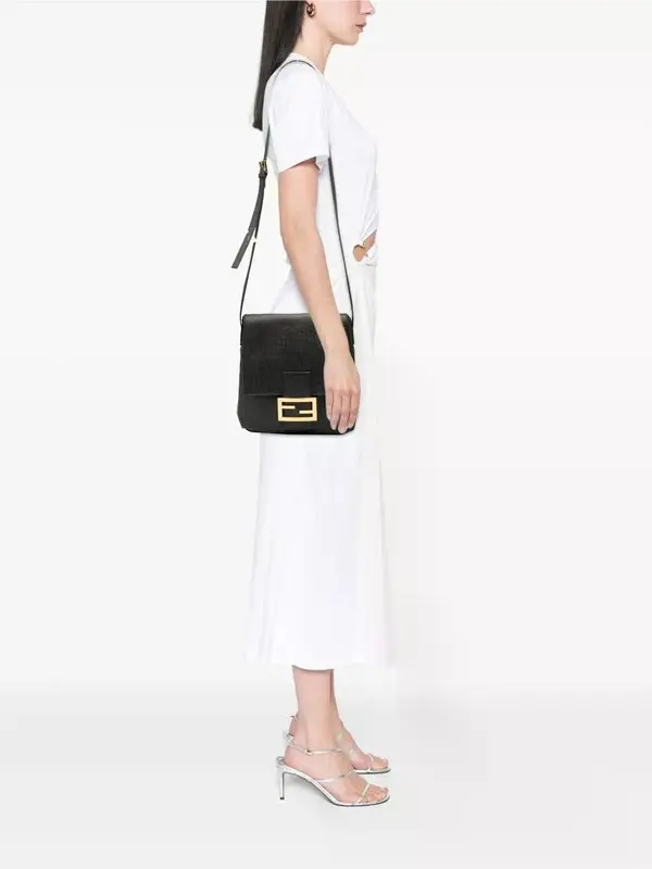 Fendi Zucchino Spalmati Crossbody Bag - Black