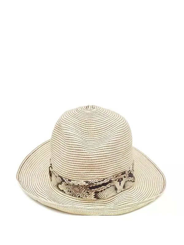 Roberto Cavalli Straw Hat With Snakeskin Ribbon - Neutrals