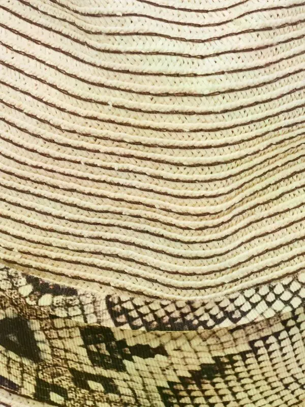 Roberto Cavalli Straw Hat With Snakeskin Ribbon