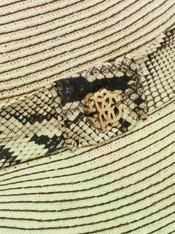 Roberto Cavalli Straw Hat With Snakeskin Ribbon
