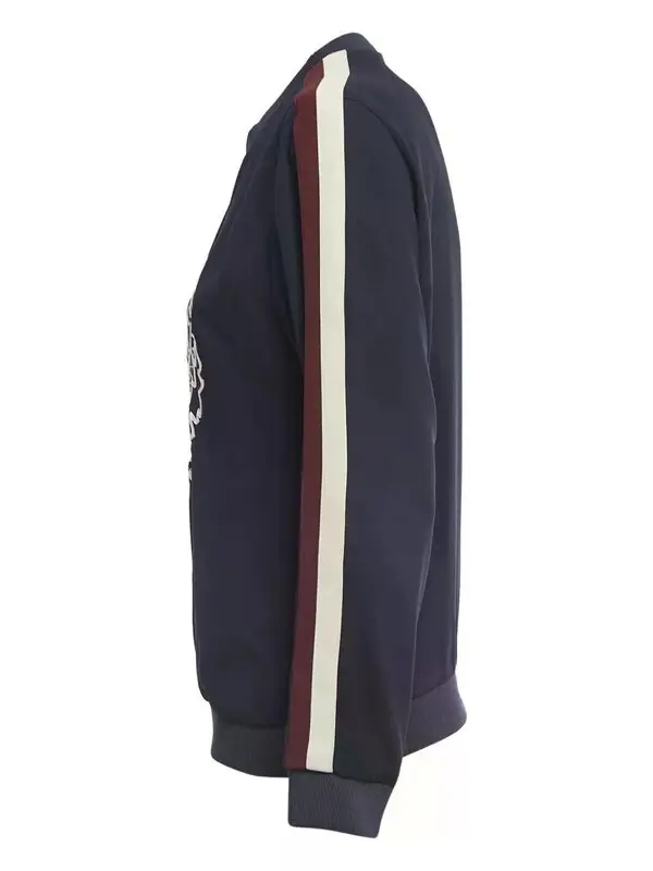 Kenzo Tiger-embroidered Sleeve-stripe Sweatshirt - Blue