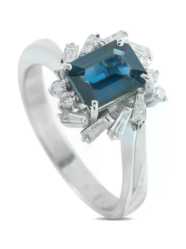 LB EXCLUSIVE Platinum Diamond And Sapphire Ring - Silver