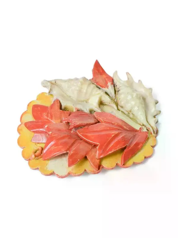 Vintage 1980s Leaves Brooch - Red