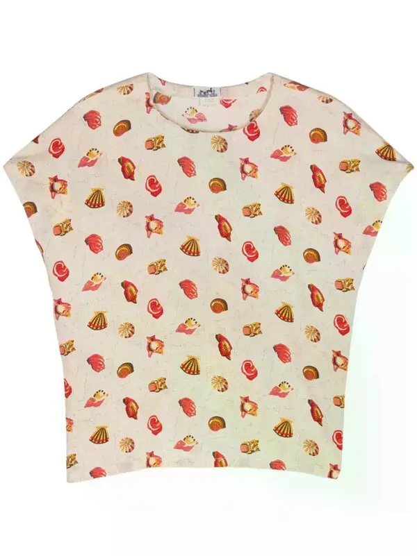 Hermès 1970s Shell-print Silk Top