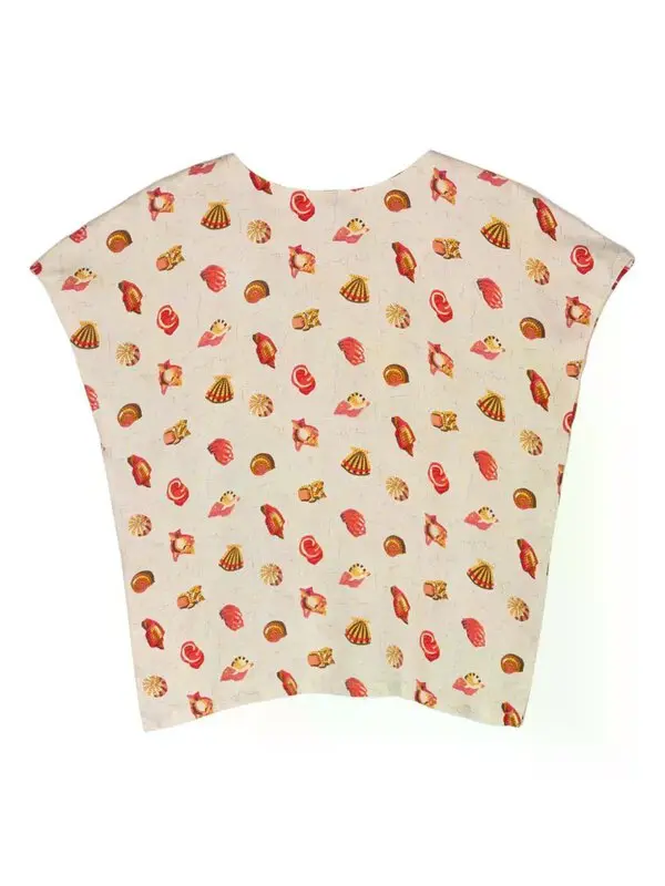 Hermès 1970s Shell-print Silk Top