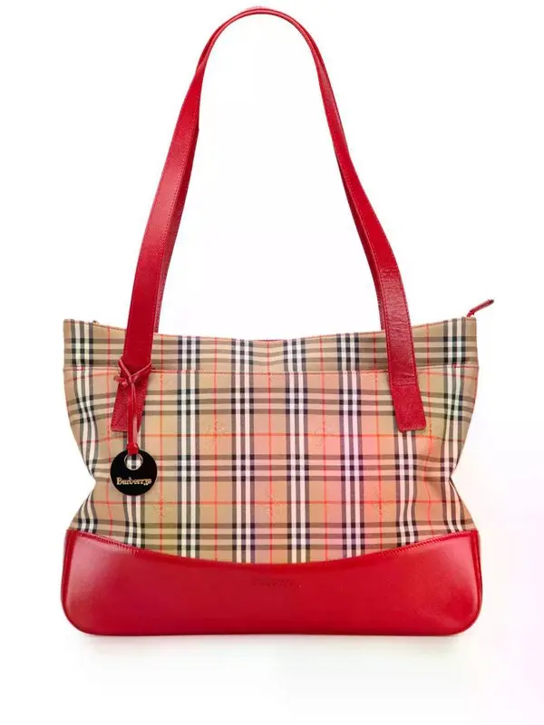 Burberry Haymarket Check Canvas Tote Bag - Brown