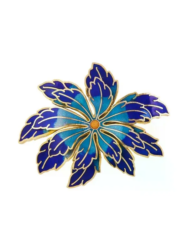 SUSAN CAPLAN 1980s Lotus-flower Brooch - Blue