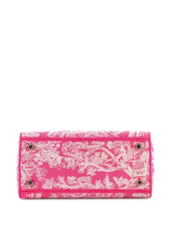 Dior Toile De Jouy Lady D-lite Embroidered Canvas Tote Bag - Pink