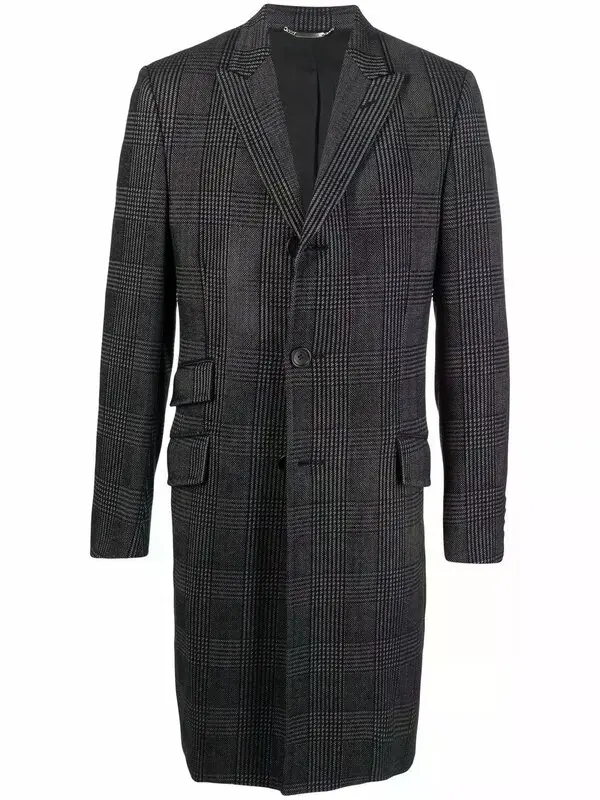 Versace 2000s Plaid Check Single-breasted Coat