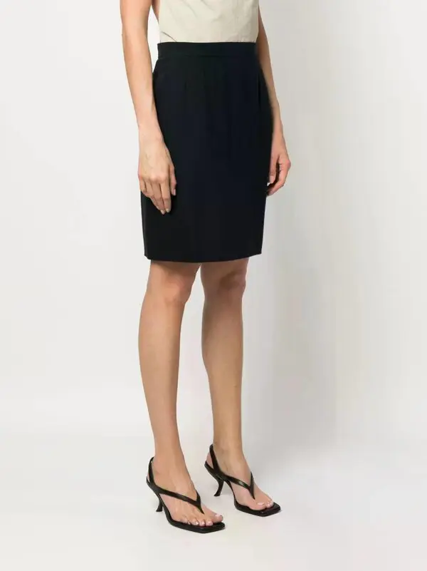 Saint Laurent 1990s High-waisted Pencil Skirt - Blue