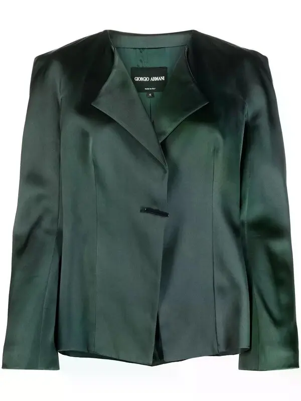 Giorgio Armani 1990s Silk Single-breasted Jacket - Green