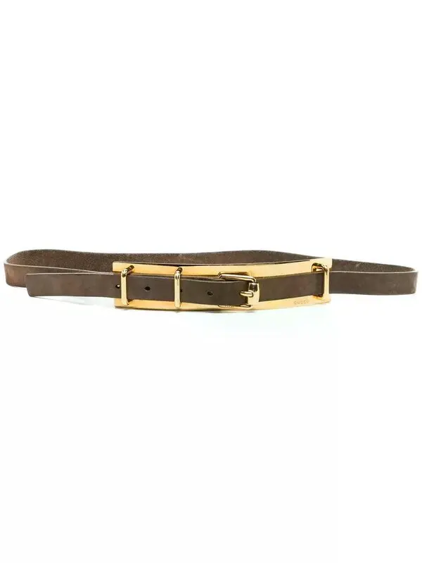 Gucci Buckled Belt With Plate Detail - Brown