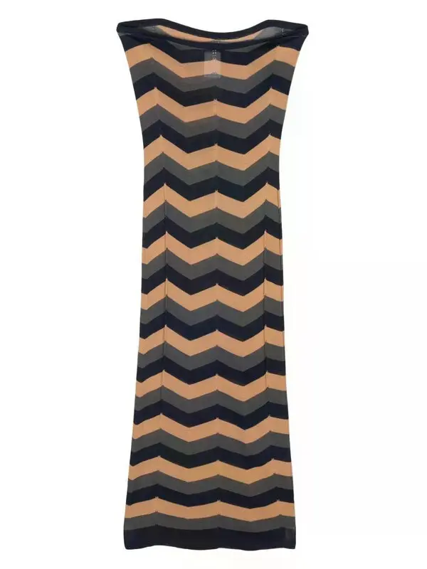 Versace 2000s Chevron-knit Midi Dress