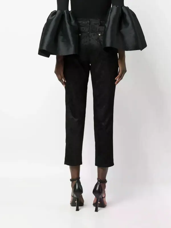 Versace 2000s Floral-jacquard Cropped Trousers