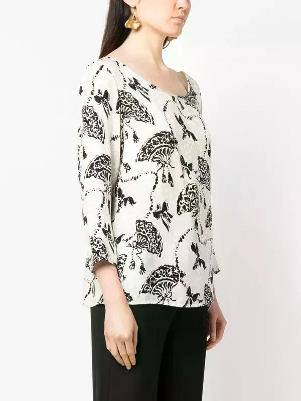 Saint Laurent Pre-owned 1980s Bouquet Print Silk Blouse
