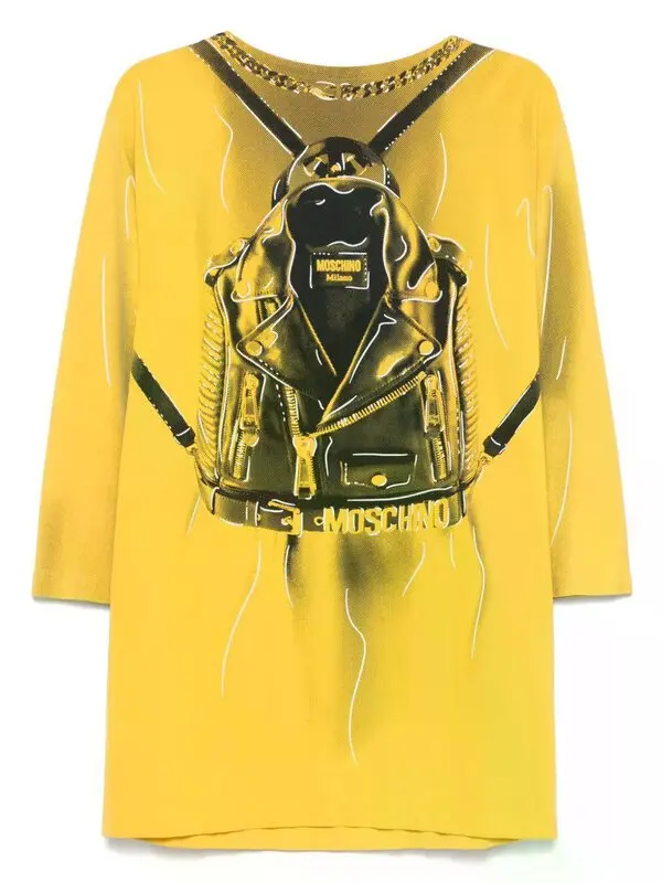 Moschino 00s Graphic-print Dress - Yellow And Black