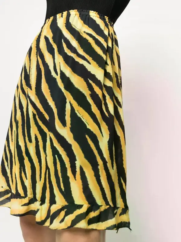 Versace 2000s Tiger Stripe-print Skirt