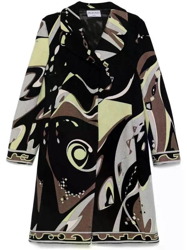 Emilio Pucci 2000s Abstract-print Coat - Black