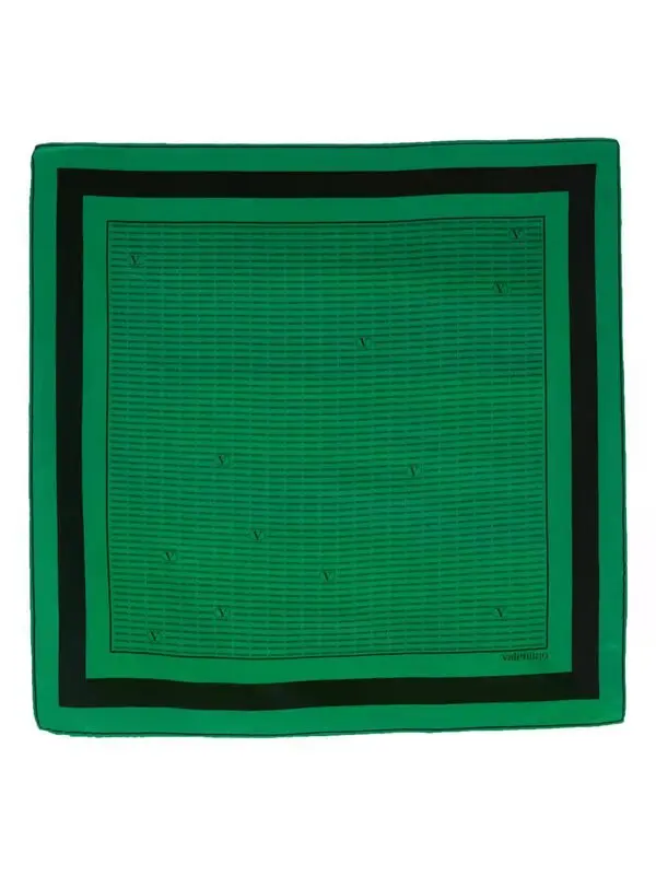 Valentino Garavani 1980s Logo-print Silk Scarf - Green