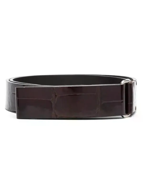 Gianfranco Ferre 2000s Crocodile-embossed Leather Belt - Brown