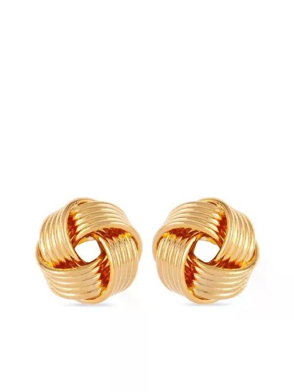SUSAN CAPLAN 1990s Knot-motif Stud Earrings - Gold