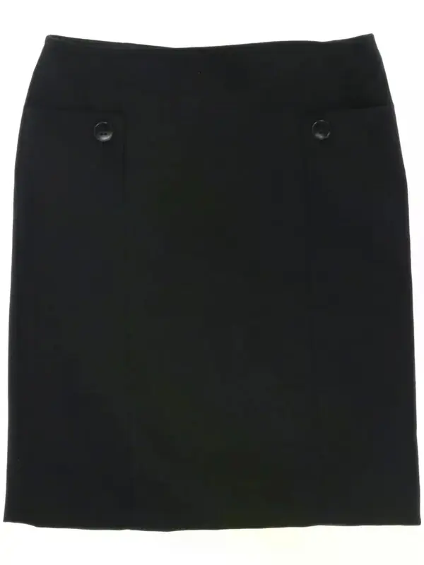 Valentino Garavani 2000s Pocketed Wool Skirt - Black