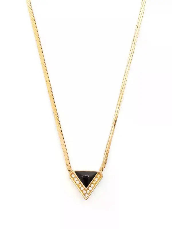 Dior 1990s Rhinestone-embellished Chain Necklace - Gold