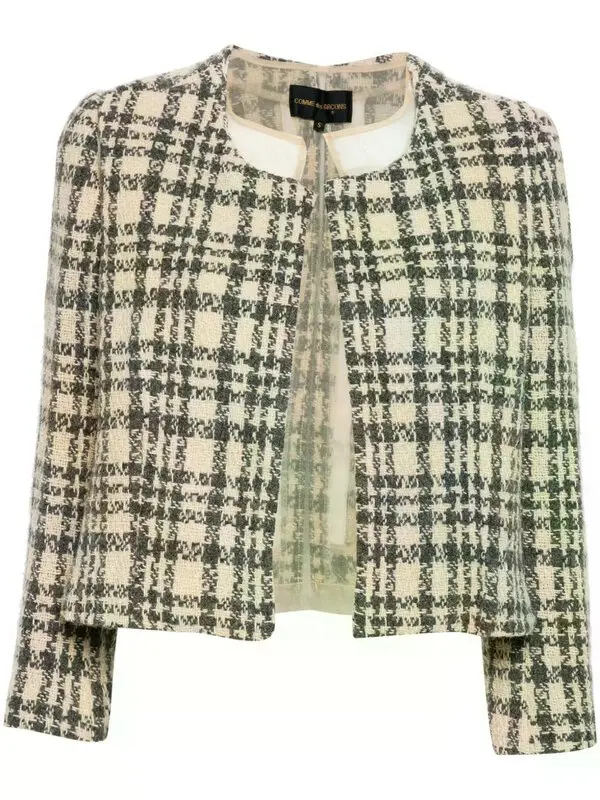 Comme Des Garçons 1997 Check-pattern Tweed Jacket - Grey