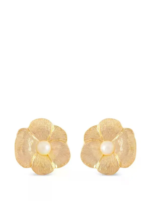 SUSAN CAPLAN 1980s Floral-stud Earrings - Gold