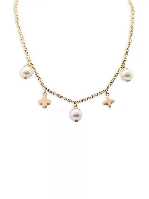 LOUIS VUITTON 2014 Plated Charmy Pearl Necklace - Gold
