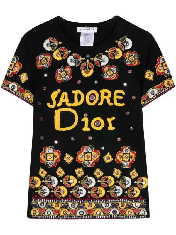 Dior J'adore Embroidered T-shirt - Black