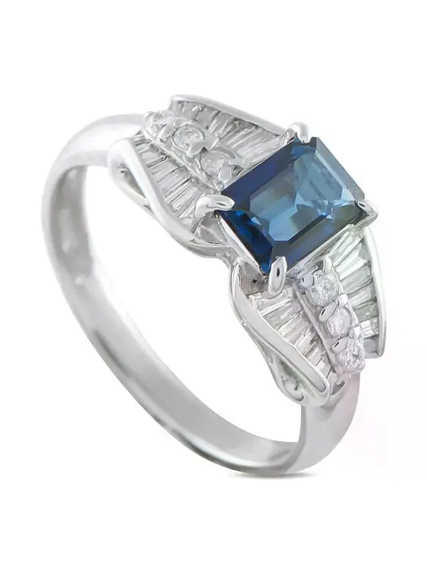 LB EXCLUSIVE Platinum Diamond And Sapphire Ring - Silver