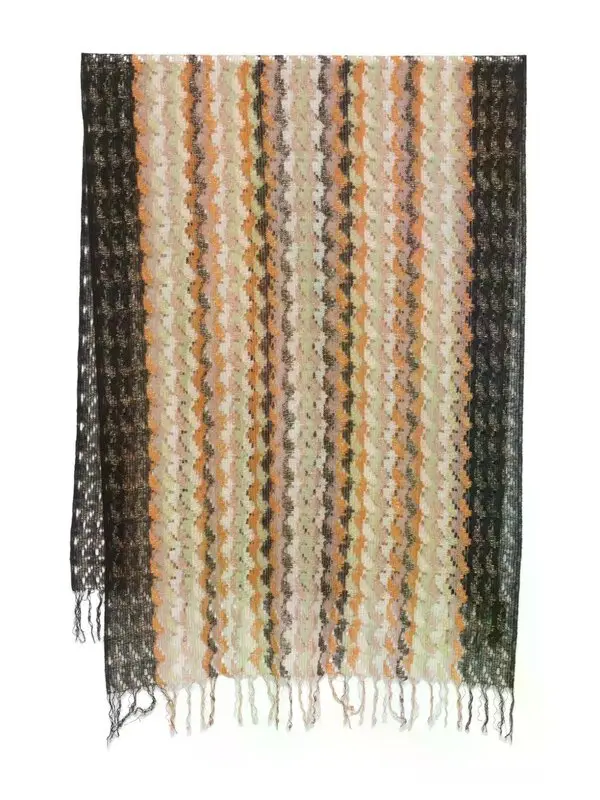 Missoni 2000s Chevron-knit Scarf - Brown