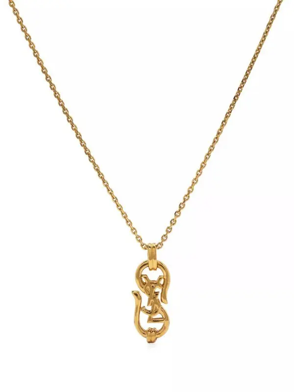 Saint Laurent 1990s Cassandre-logo Pendant Necklace - Gold