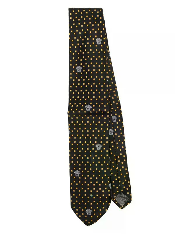 Versace 1990s Patterned-jacquard Tie - Black