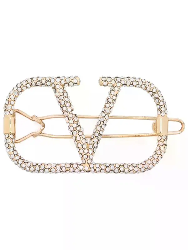 Valentino Garavani Vlogo Signature Swarovski-crystal Hair Clip - Gold