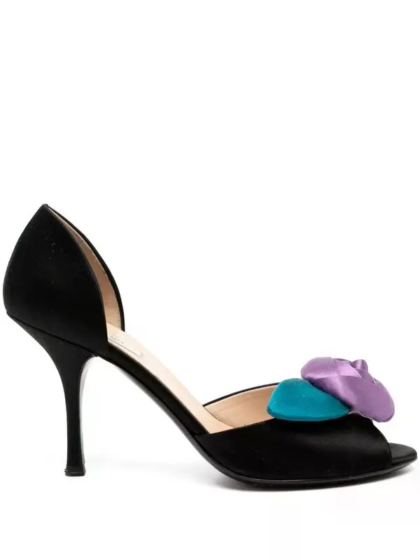 Prada Floral Detail Peep Toe Pumps