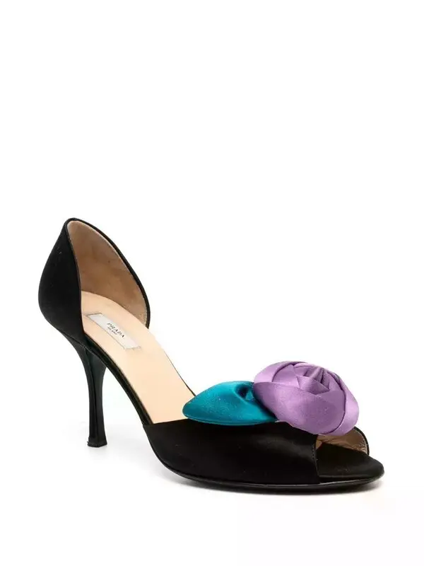 Prada Floral Detail Peep Toe Pumps