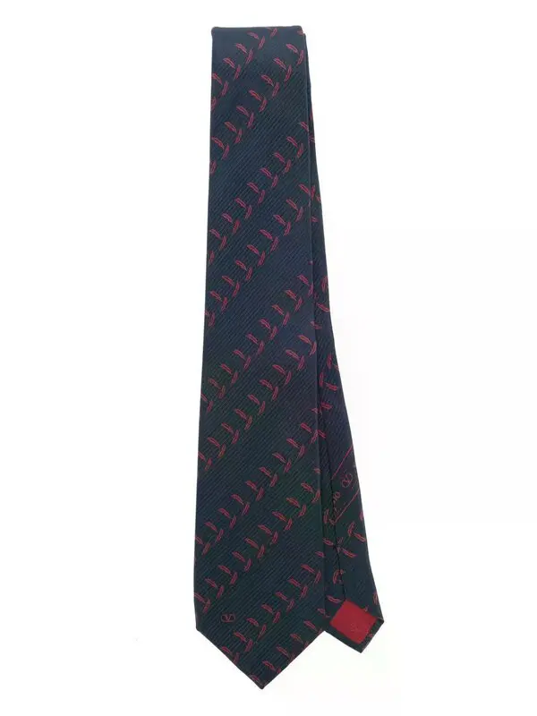 Valentino Garavani 1990s Feather-print Tie - Blue