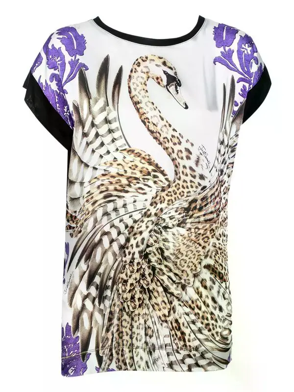 Just Cavalli Swan-print Top - White