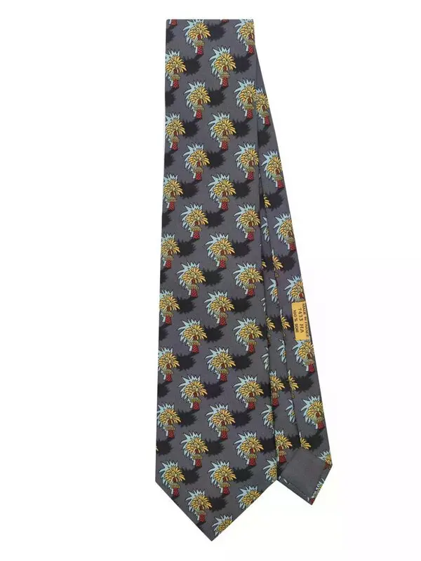 Hermès 2000s Graphic-print Silk Tie - Grey