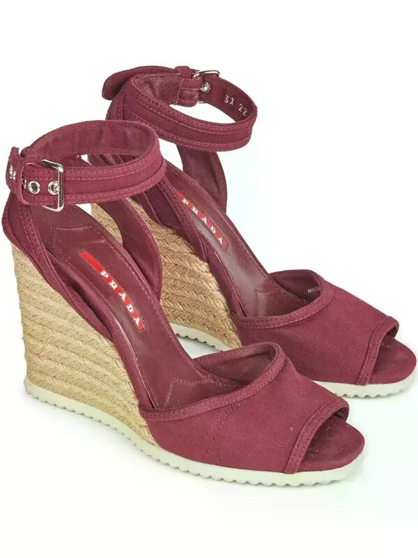 Prada 2010 110mm Wedge Espadrilles - Red