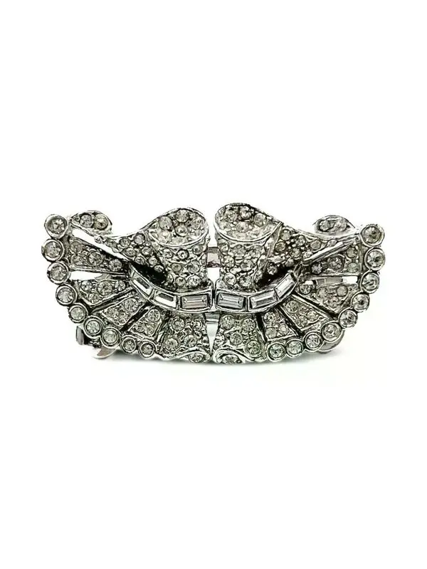 JENNIFER GIBSON JEWELLERY 1930s Double Dress Clip Brooch - Silver